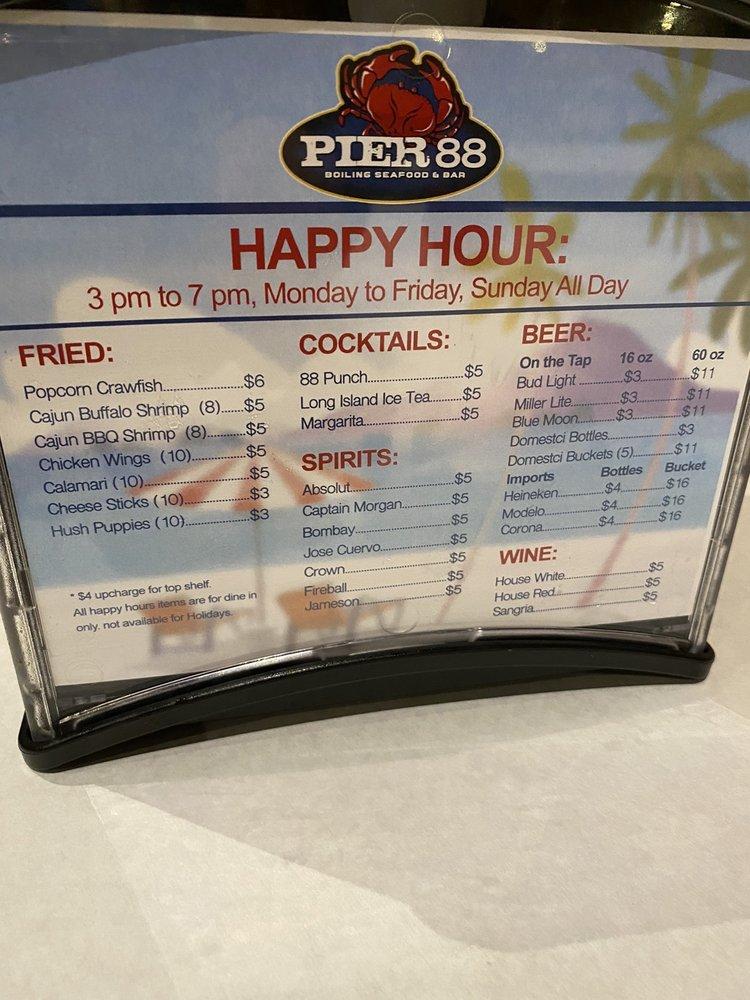 Menu at Pier 88 Boiling Seafood & Bar Huntsville, Huntsville