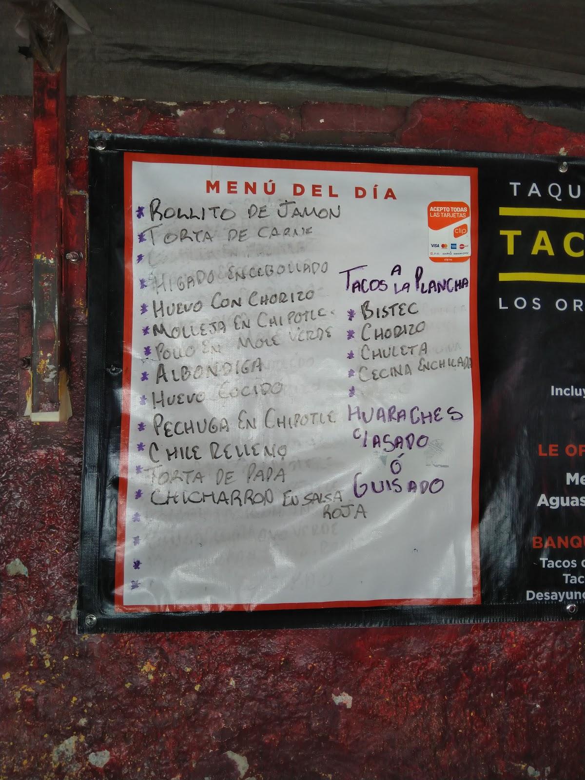 Menu at Tacos El Tacote restaurant, Naucalpan