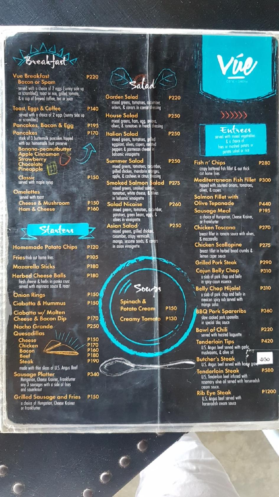 Menu at Vue Dine & Drink restaurant, Lapu-Lapu City, 8XHG+CQ8