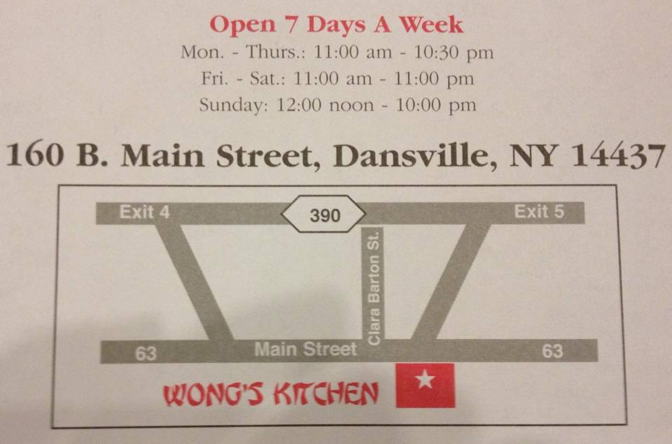 Wong's Kitchen in Dansville - Restaurant menu and reviews