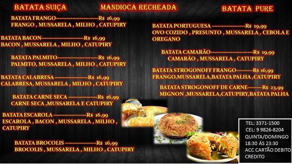 Menu at Batata Delicia. restaurant, Piracicaba