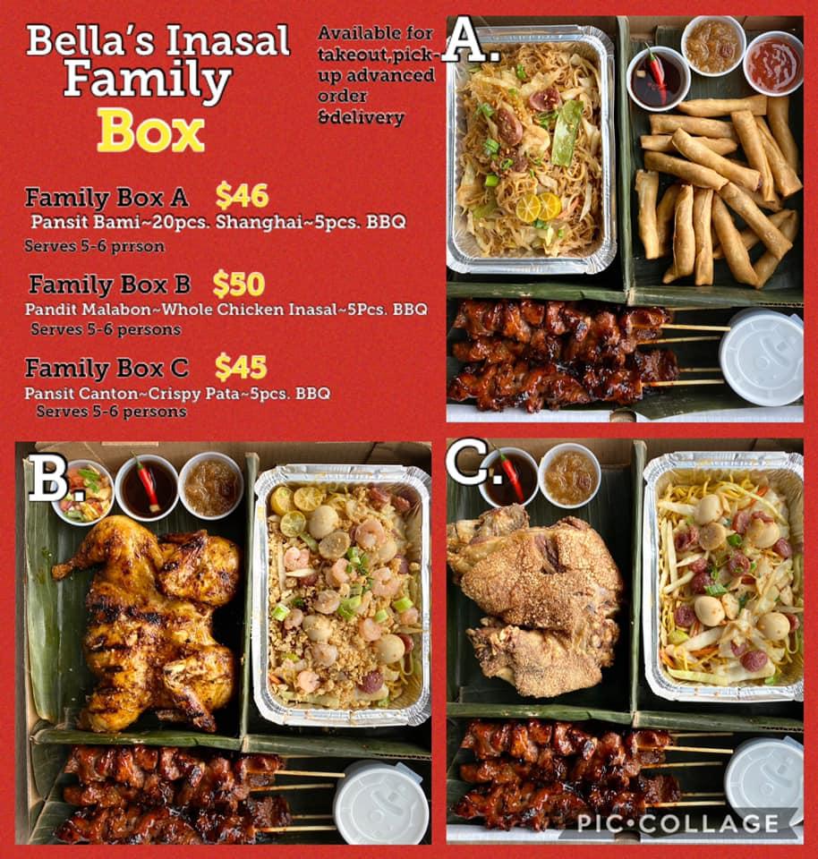 Menu at Bella's Inasal restaurant, Mississauga