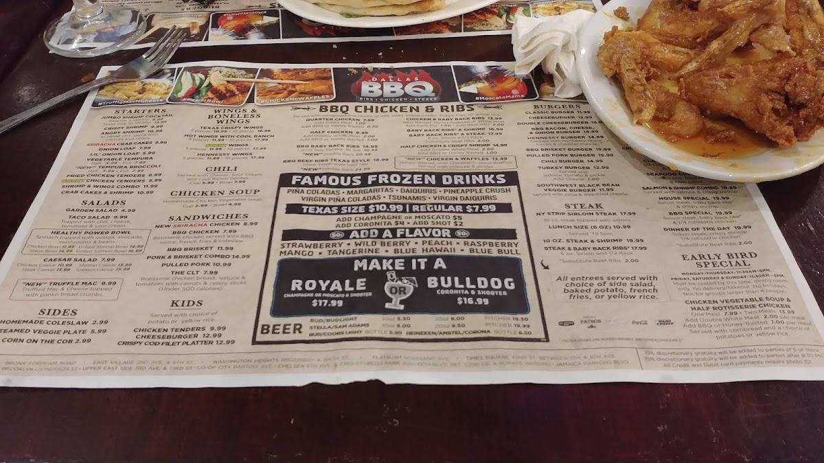 Menu at Dallas BBQ, New York City, 3rd Ave