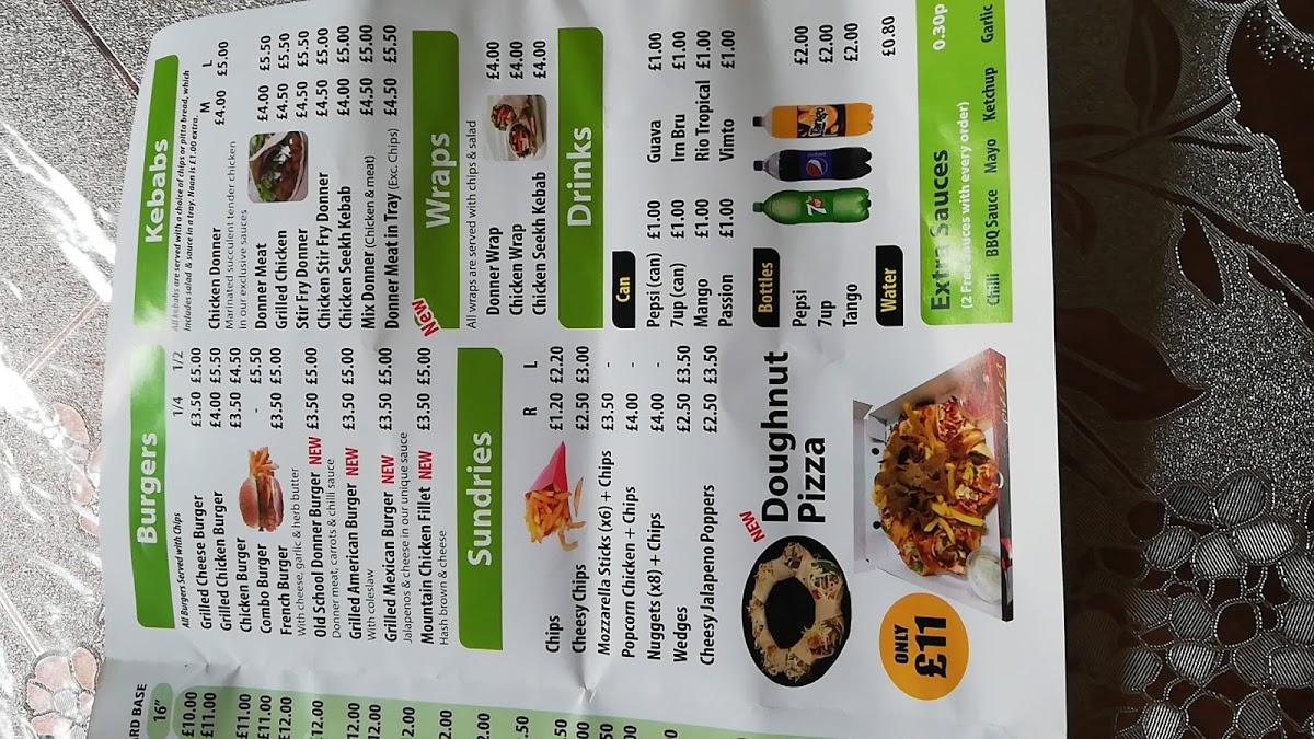 Menu at Pizza Land pizzeria, Dewsbury