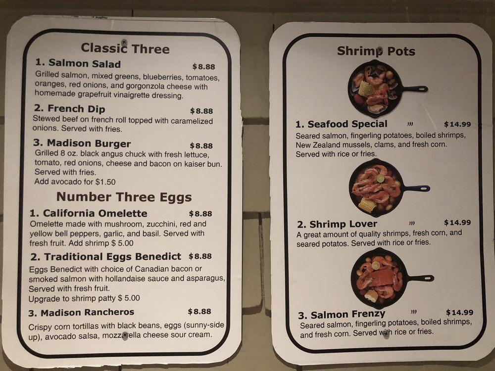 Menu at number three restaurant, Laguna Beach