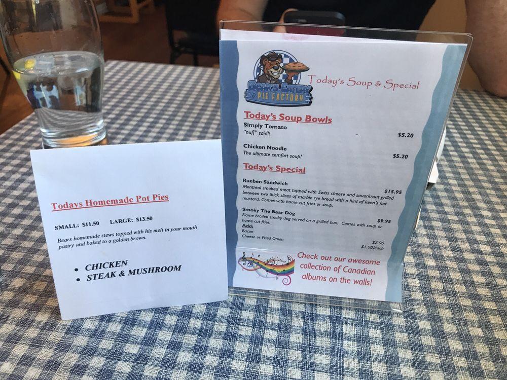 Menu at Bear's Eatery restaurant, Kimberley