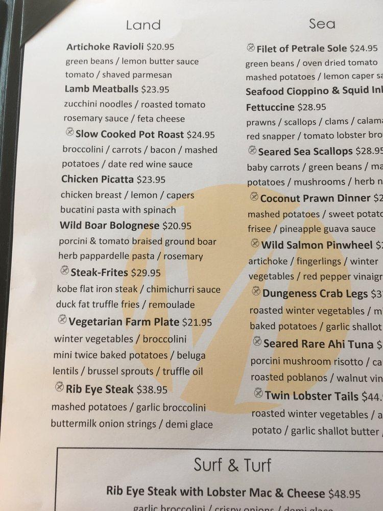 Menu at Moonraker restaurant, Pacifica