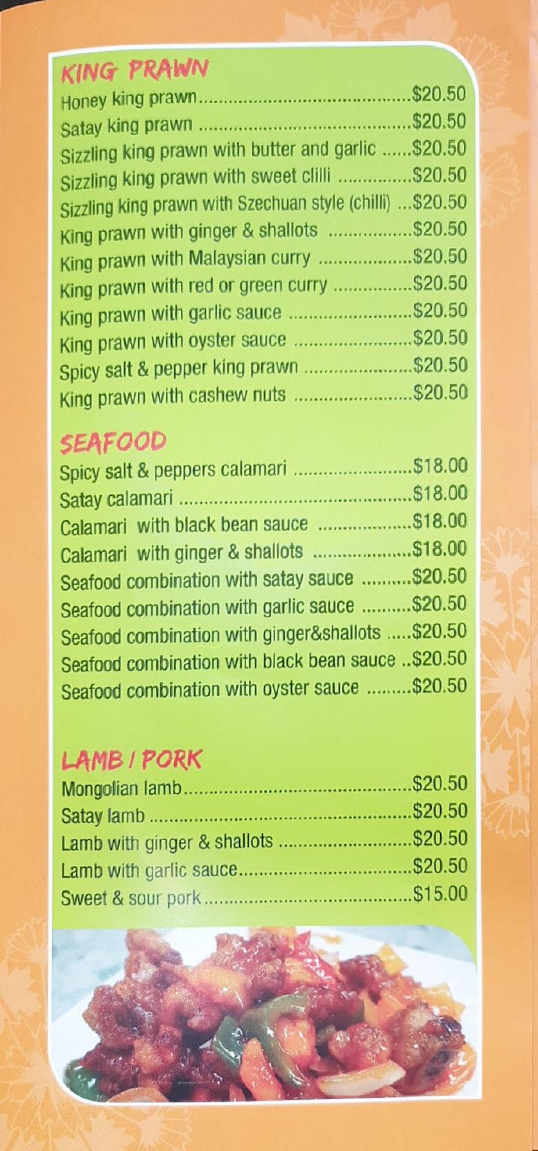 Menu at Narooma Chinese Restaurant, Narooma