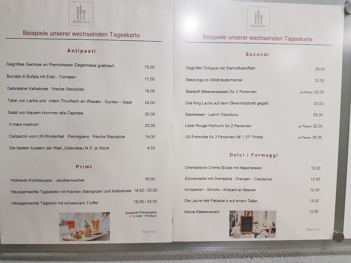 Menu at Restaurant L'Orangerie Darmstadt, Darmstadt