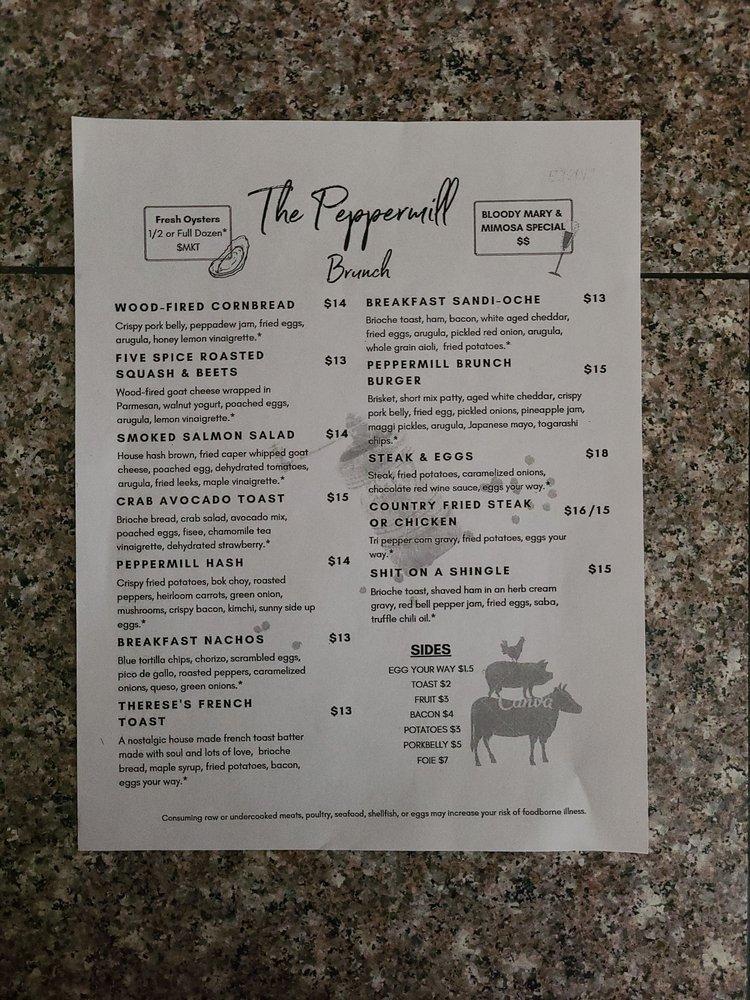 Menu at The Peppermill: Steakhouse and Cocktail, Tempe