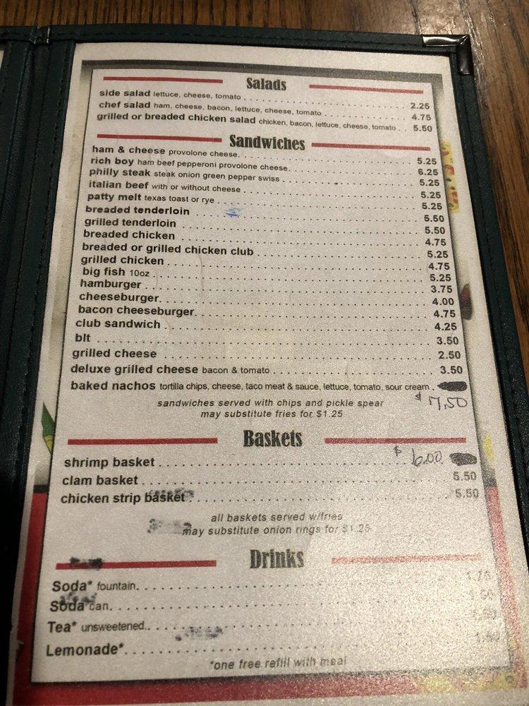 Menu at Barney's Pub, Jacksonville