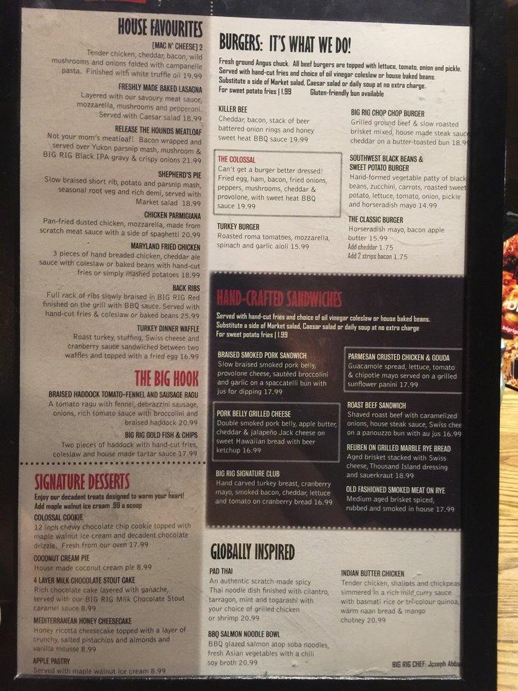 Menu at Big Rig Kitchen & Brewery - Iris pizzeria, Ottawa, Iris St