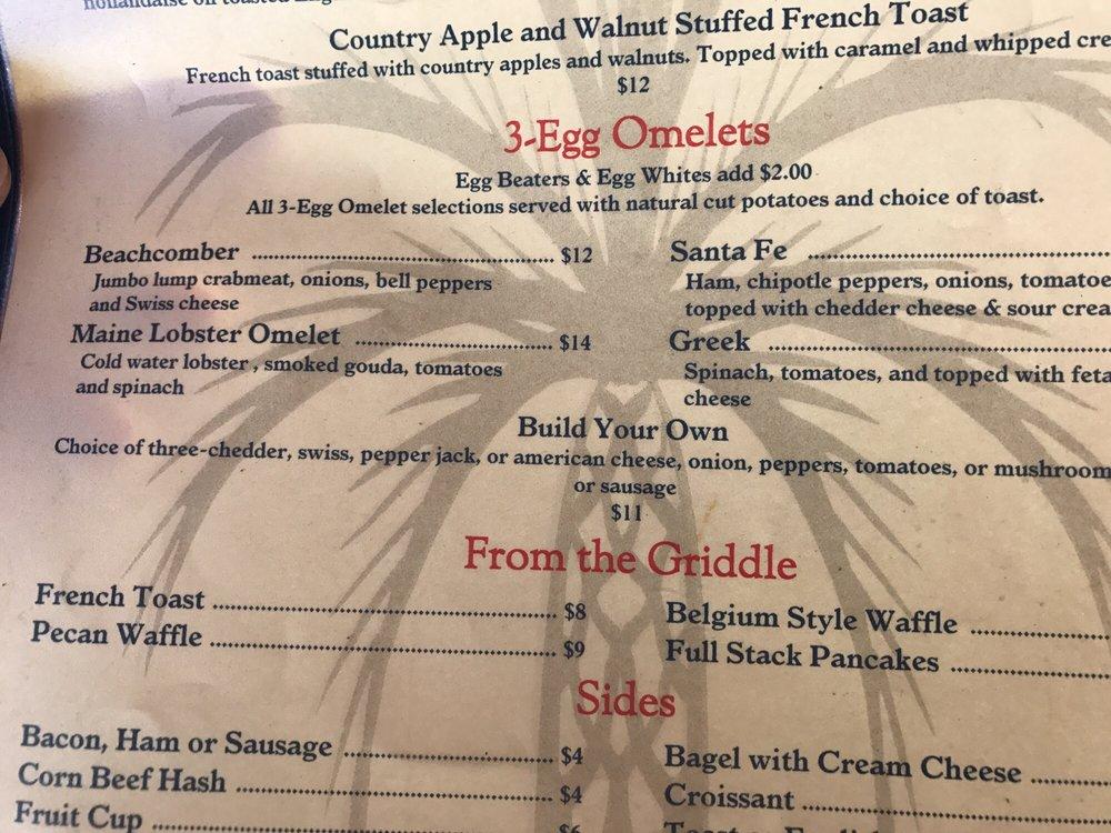 Menu at Beachcomber Resort and Villas restaurant, Pompano Beach