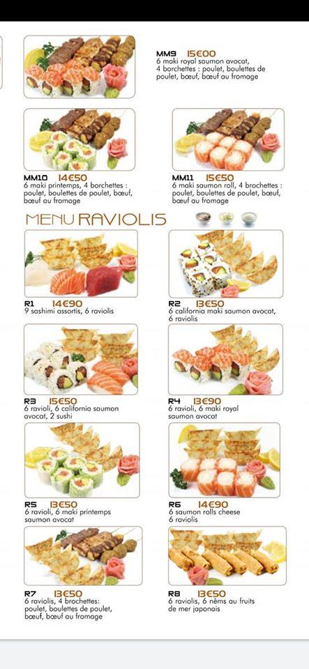 Menu au Tokyo restaurant, Belfort, 59 Rue de Besançon