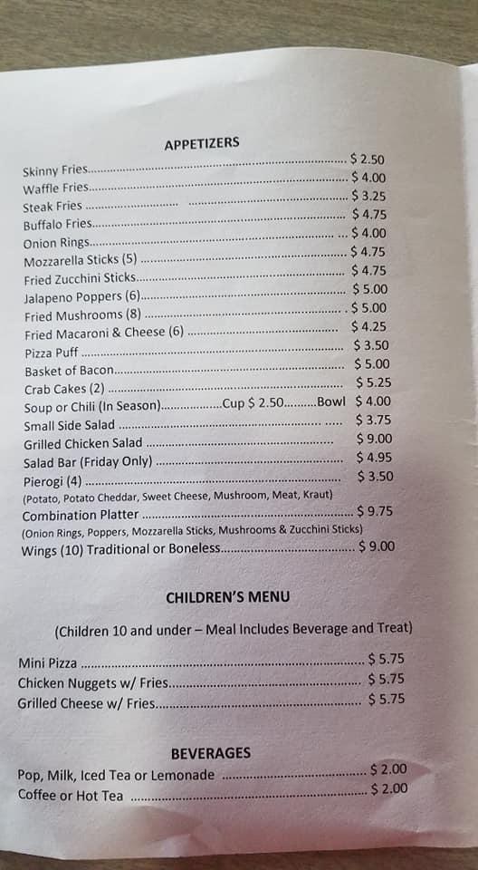 Carta del pub y bar Center Lounge, Whiting