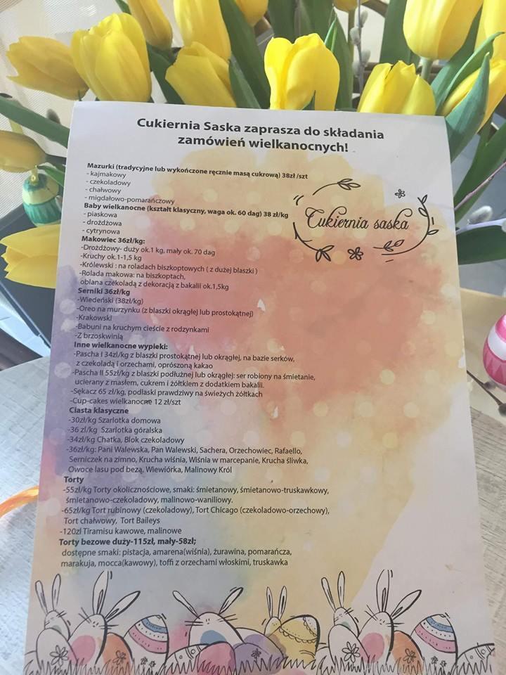 Menu at Cukiernia Saska desserts, Warsaw, Saska 105
