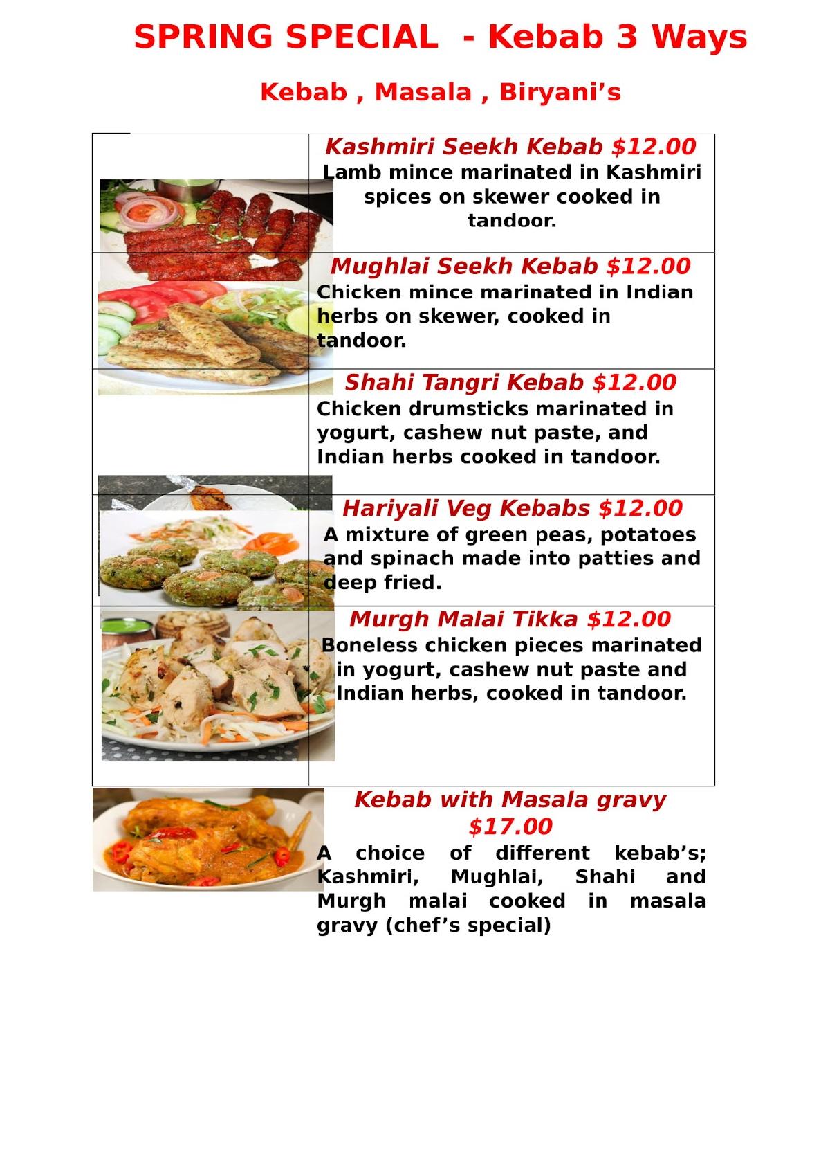Menu at Curry Delight Indian Restaurant, Morrinsville