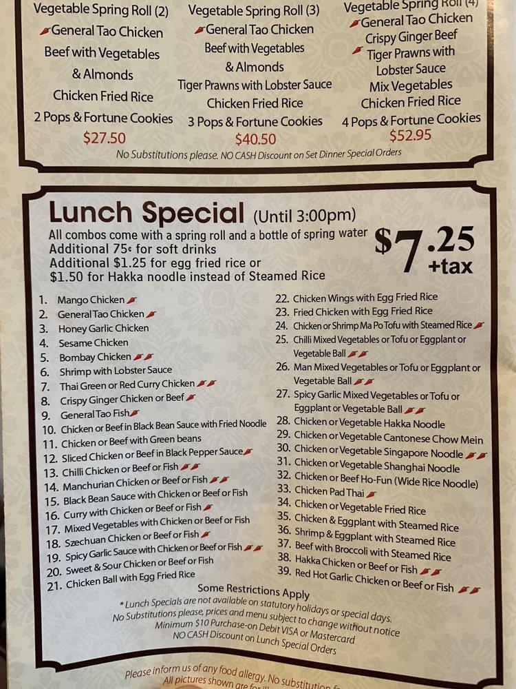 Menu at Fine Taste Hakka Chinese Restaurant, Whitby