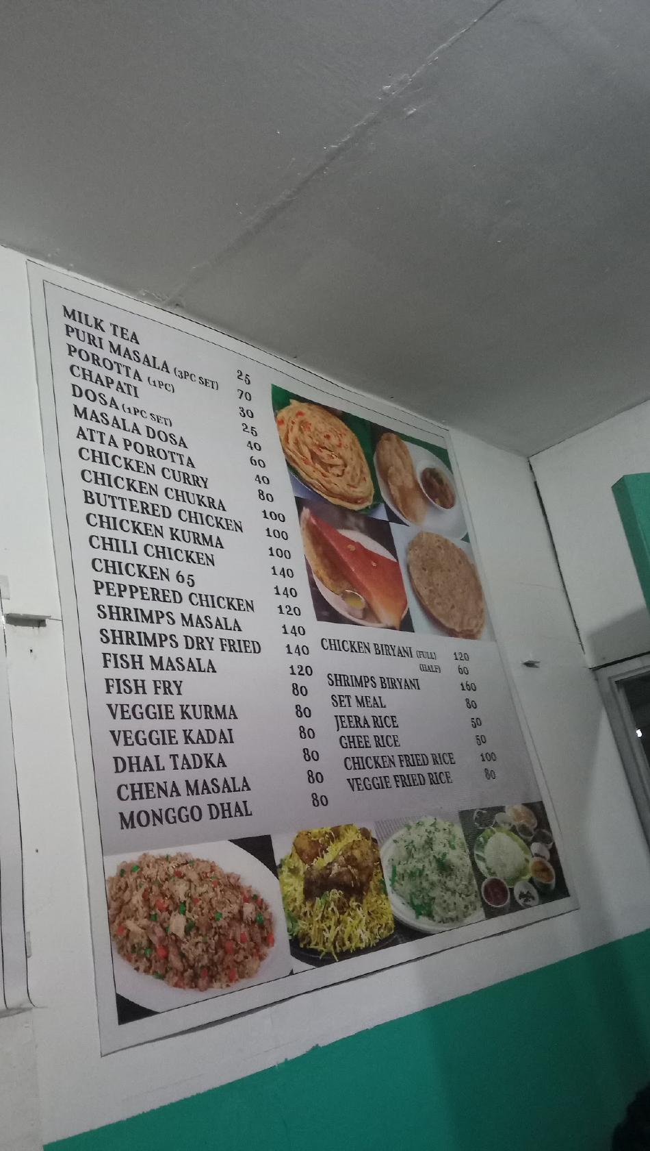 Menu at Kuya Boy Indian Restaurant, Las Pinas