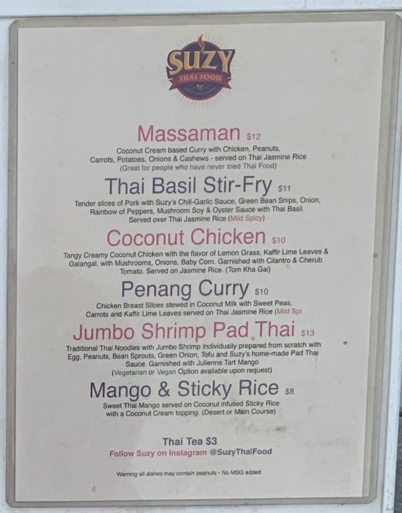 Menu at Suzy Thai Food, Holladay