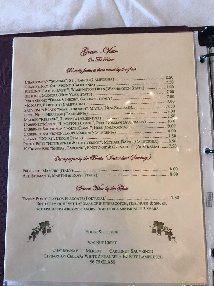Menu at The Inn at Gran View restaurant, Ogdensburg