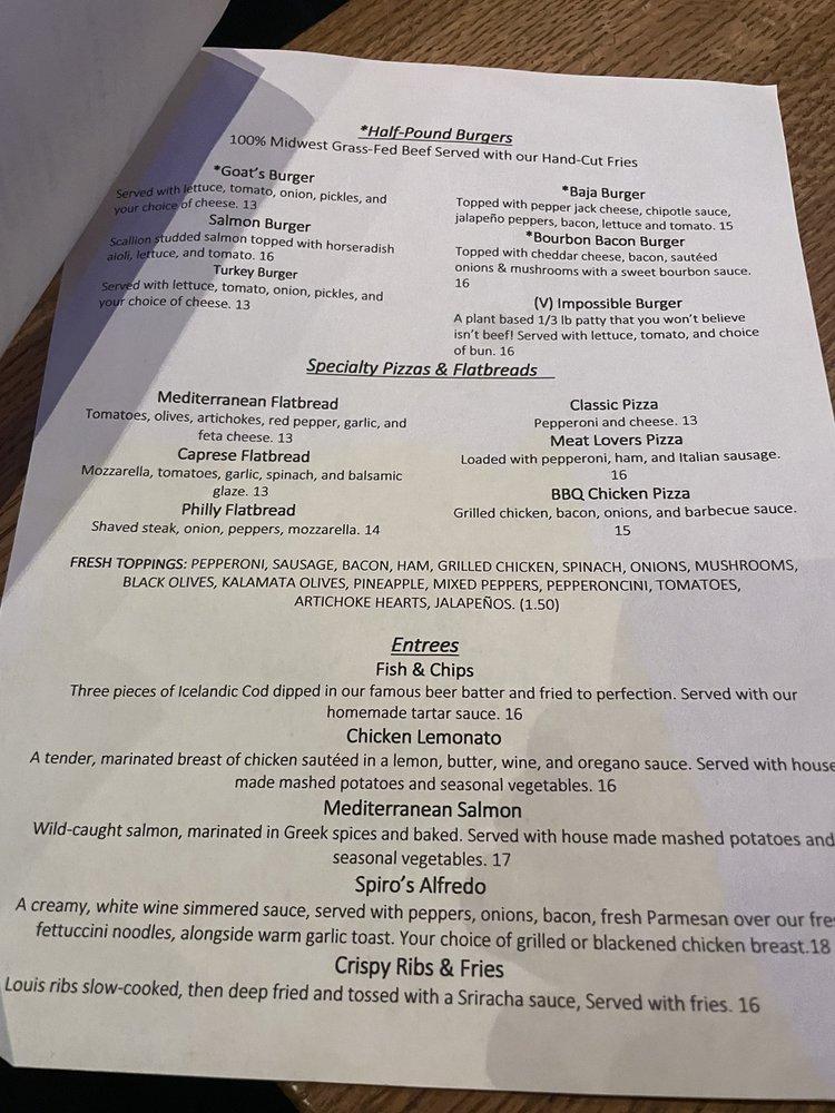 Menu at The Three Legged Goat pub & bar, Detroit