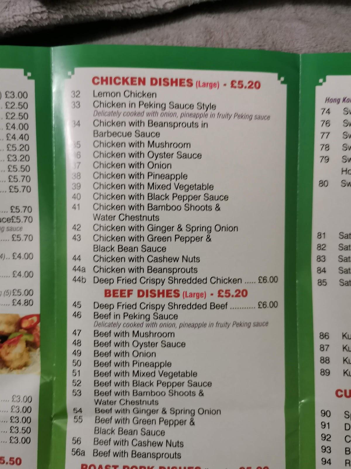 Menu at Yummy Chinese Takeaway fast food, Mansfield
