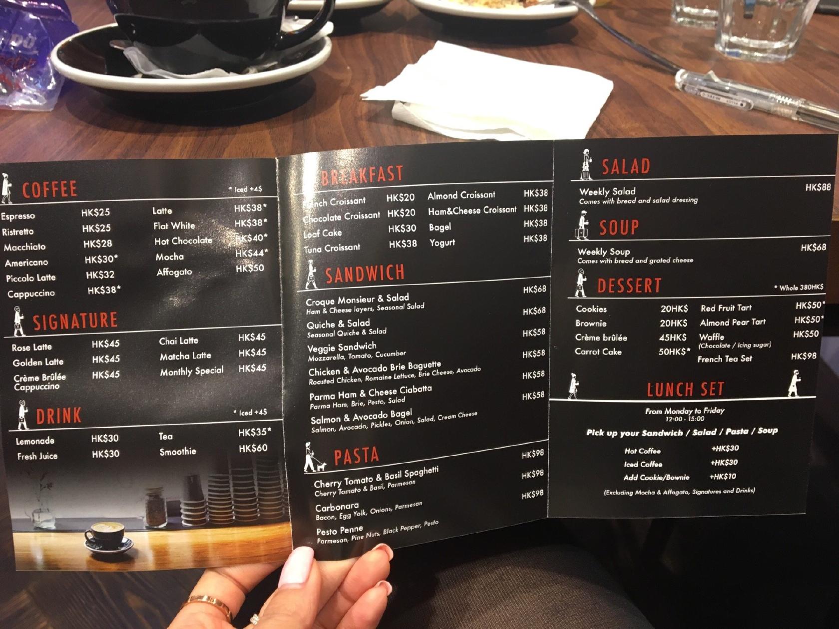 Menu at La Station, Hong Kong, G/F