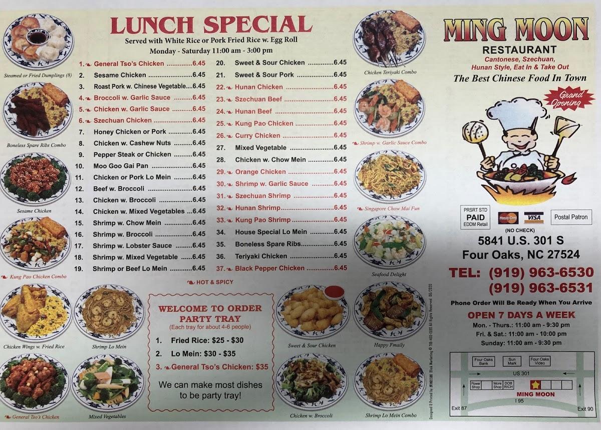 Menu at Ming Moon Chinese Restaurant, Four Oaks