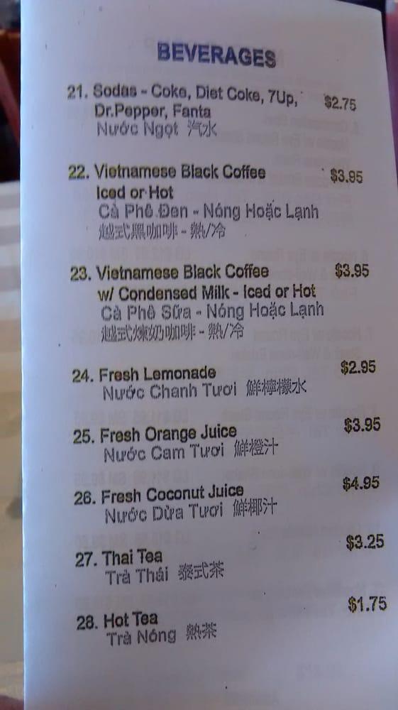 Menu at Pho 805 restaurant, Solvang