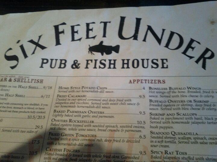 Menu at Six Feet Under Pub & Fish House - Grant Park, Atlanta, 437 ...