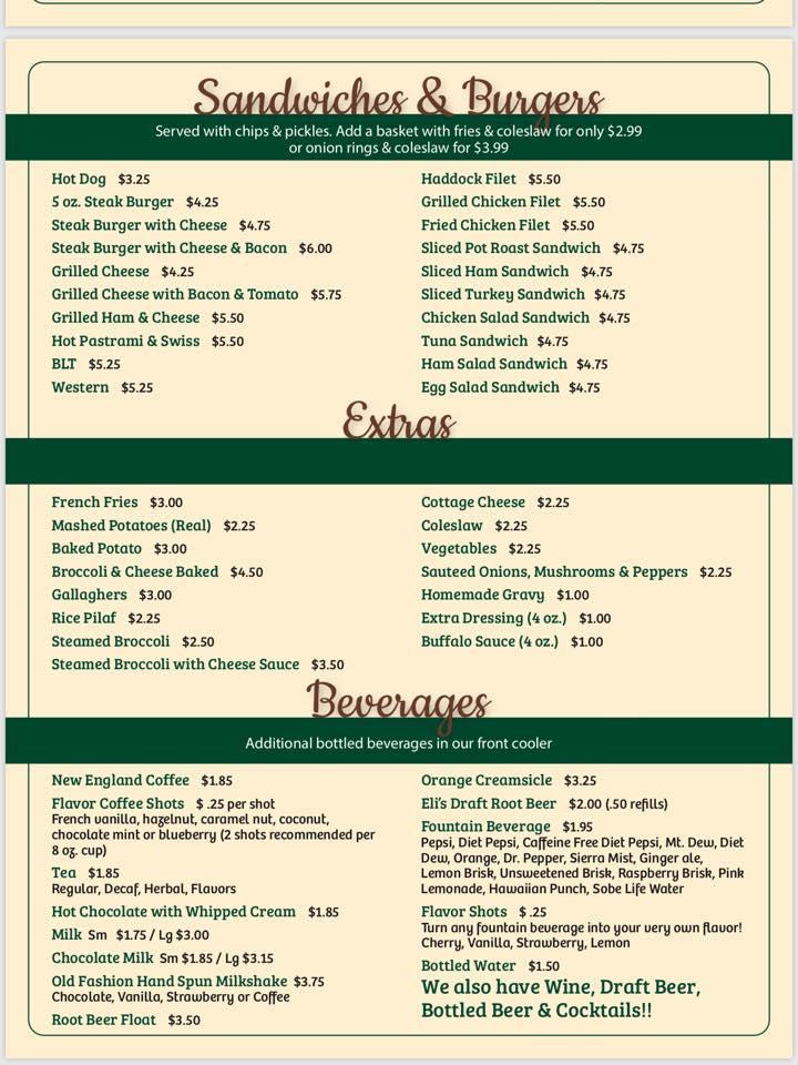 Menu at The Coach House Restaurant, Brewer