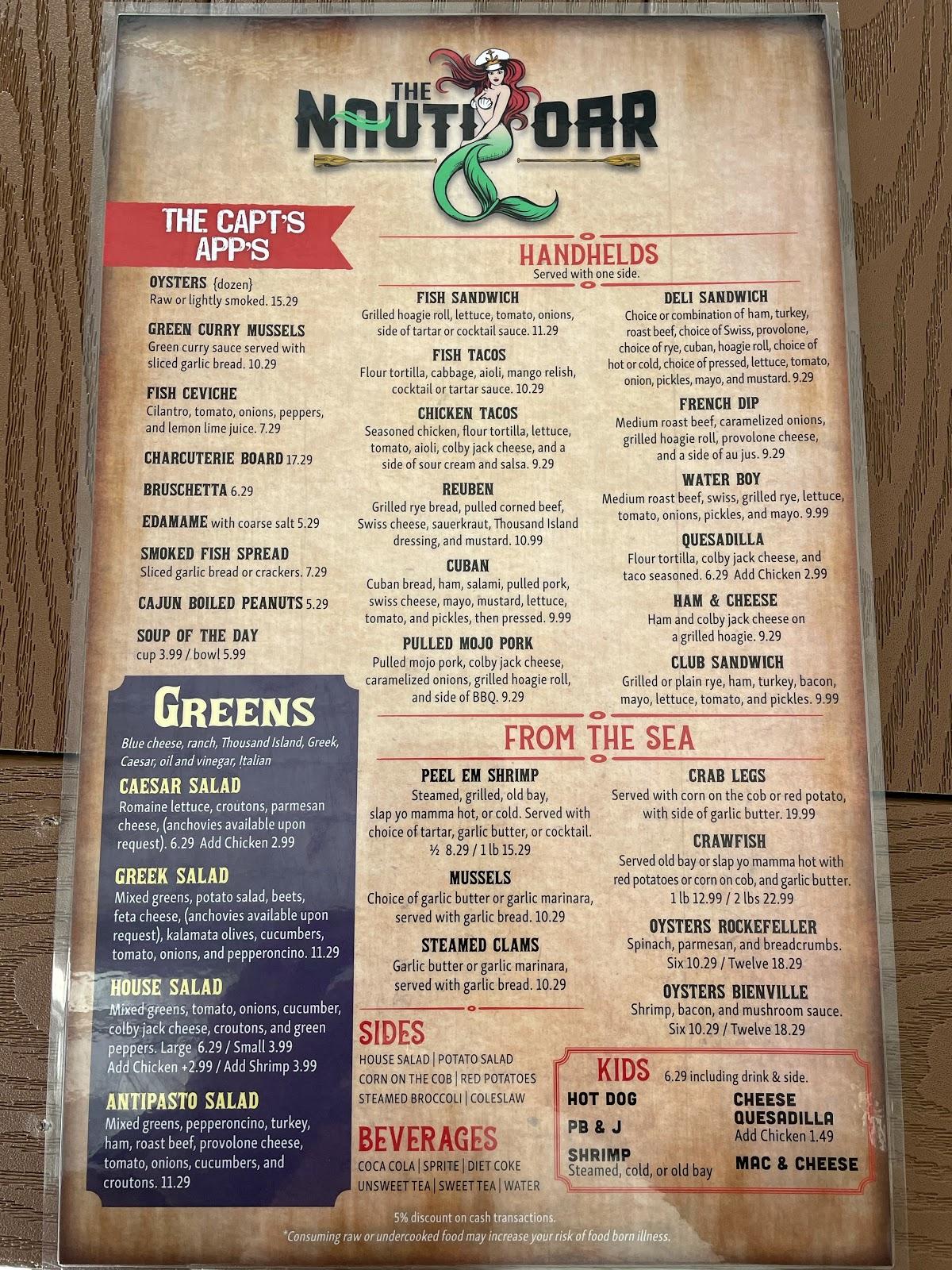 Menu at The Nauti Oar pub & bar, Port Richey
