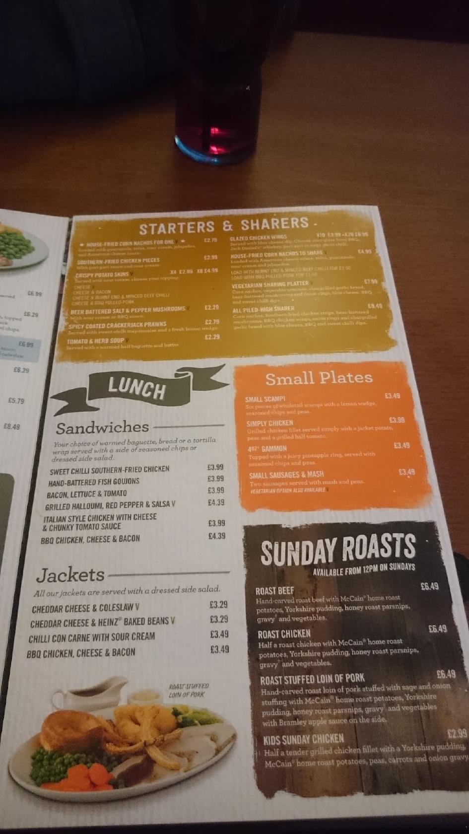 Menu at The Three Lums pub & bar, Aberdeen