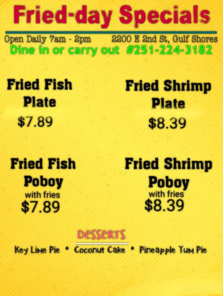 Menu at The ugly Diner restaurant, Gulf Shores