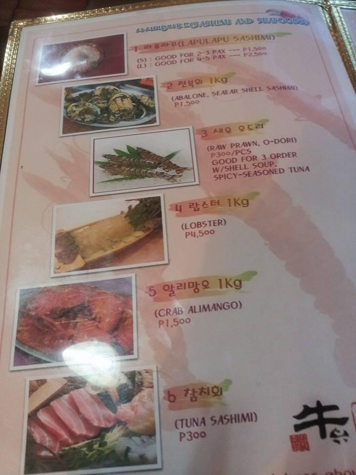 Menu at Woorijib korean restaurant, Lapu-Lapu City