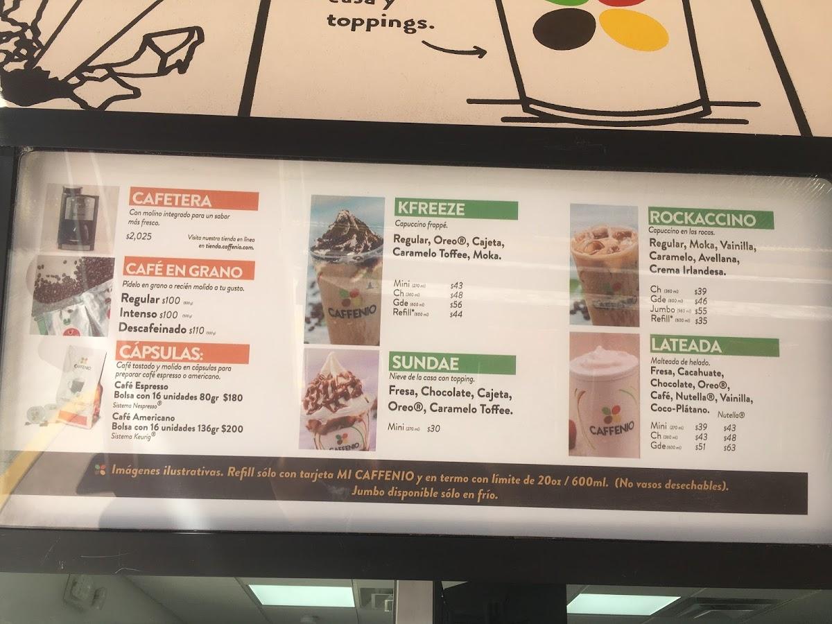 Carta del café CAFFENIO Vista Río, Tijuana