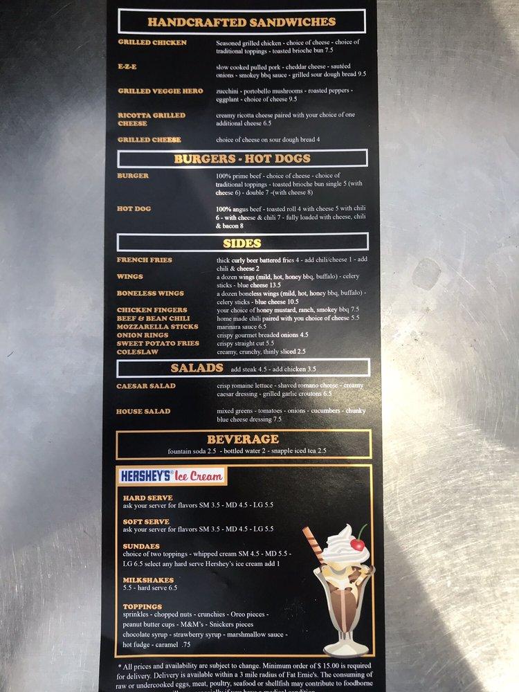 Menu at Fat Ernie's Cheesesteaks & Hershey's Ice Cream Parlor ...
