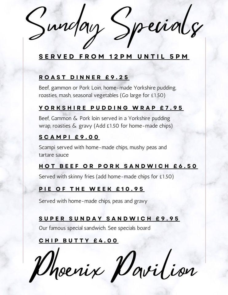 Menu at Phoenix Pavilion pub & bar, Rotherham