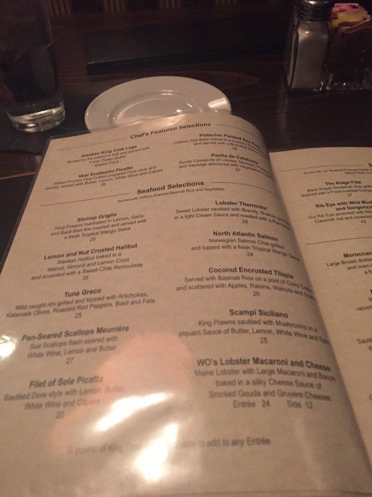 Menu at Ridge Grill steakhouse, Tulsa