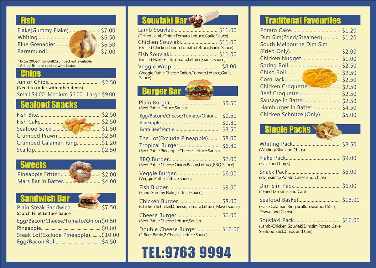 Menu at Scoresby Village Traditional Fish & Chips fast food, Scoresby