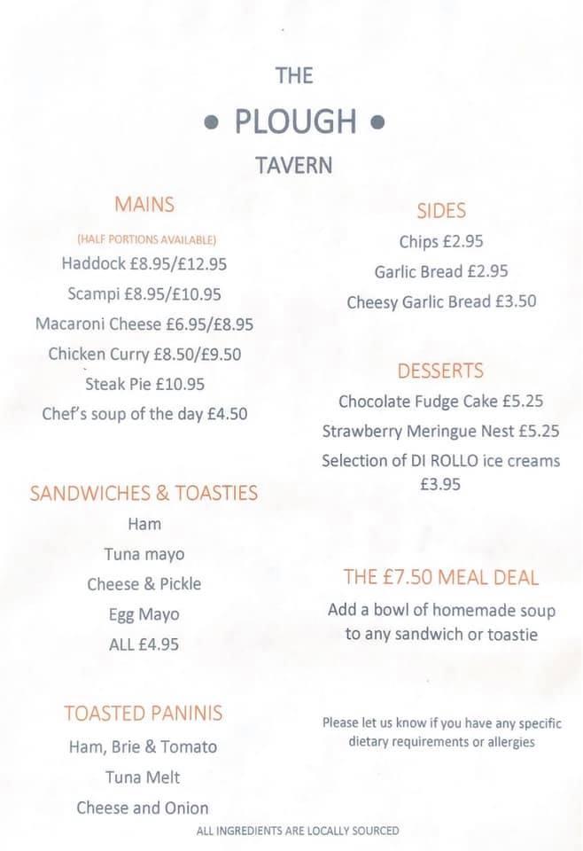 Menu at The Plough Tavern pub & bar, Haddington, 13 Court St