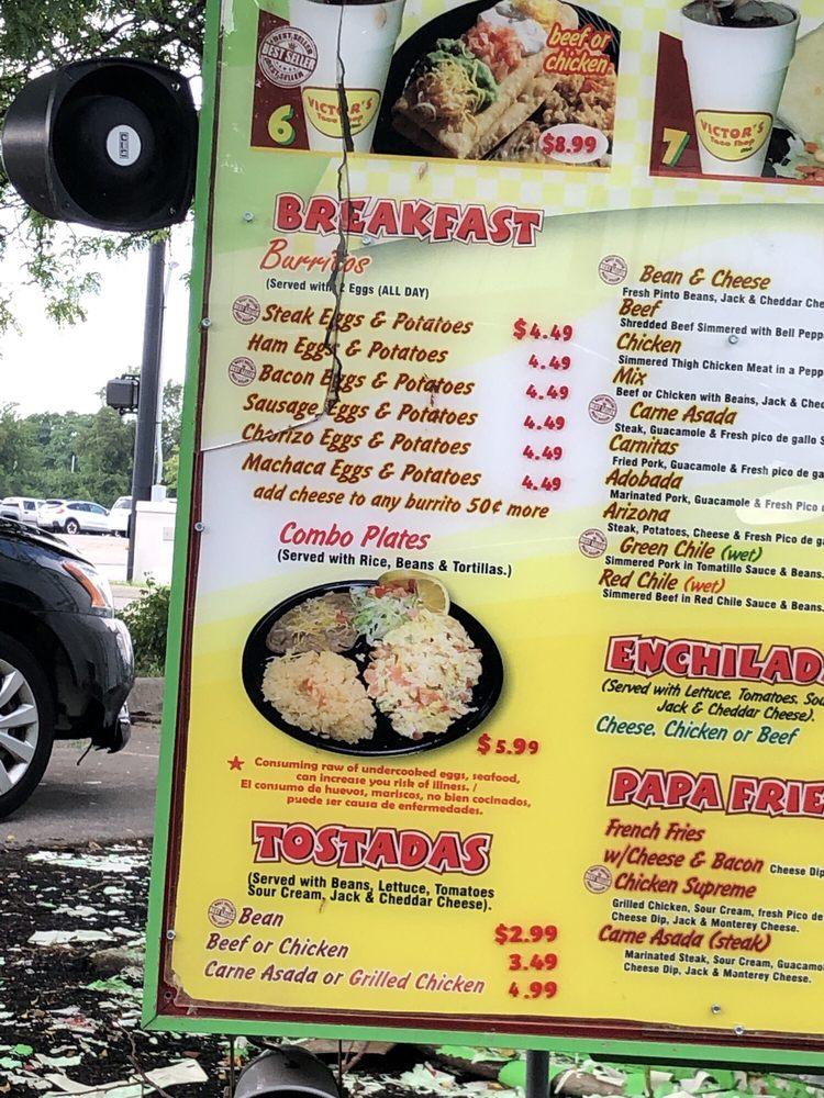 Menu at Victor's Taco Shop restaurant, Fairborn