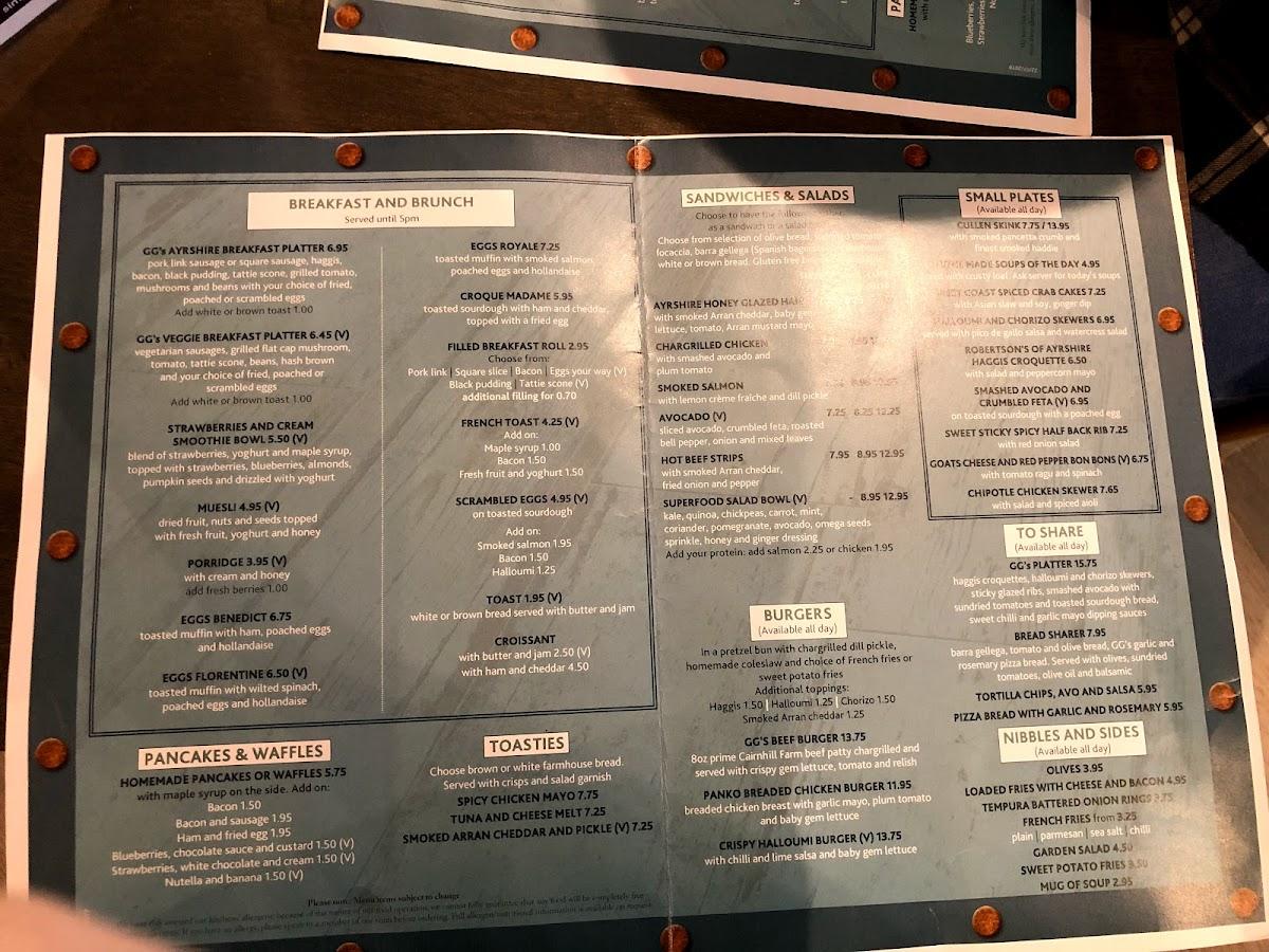 Menu at GG’s Coffee Shop & Sports Lounge cafe, Irvine