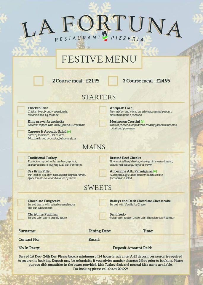Menu at La Fortuna Restaurant and Pizzeria, Annan