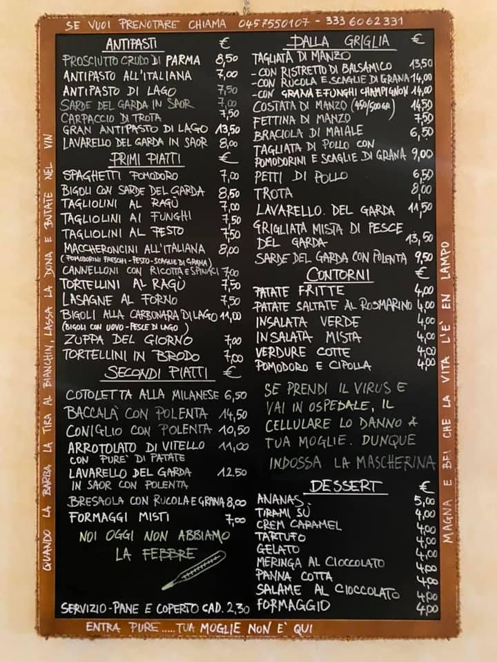 Menu at Trattoria Al Ponte Peschiera del Garda restaurant, Peschiera ...