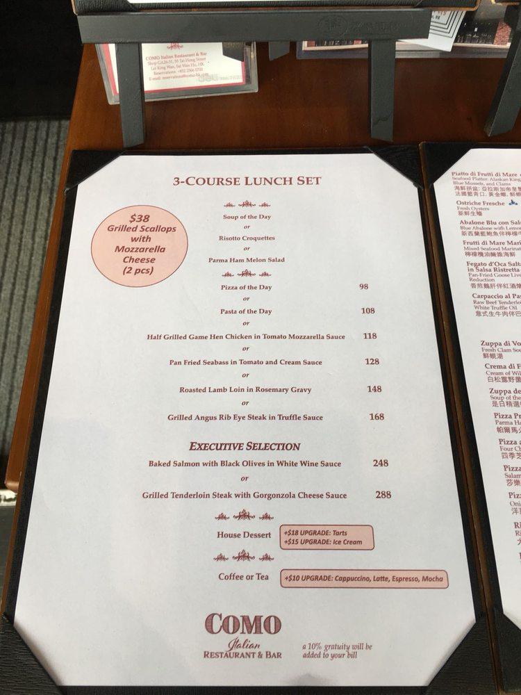 Menu at COMO Italian Restaurant & Bar, Hong Kong, GA 26 31
