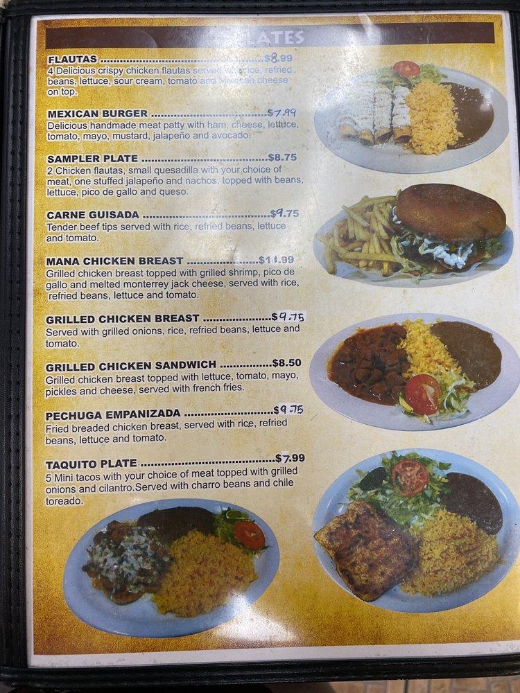 Menu at El Mana' Taqueria restaurant, Houston, Imperial Valley Dr Ste 700