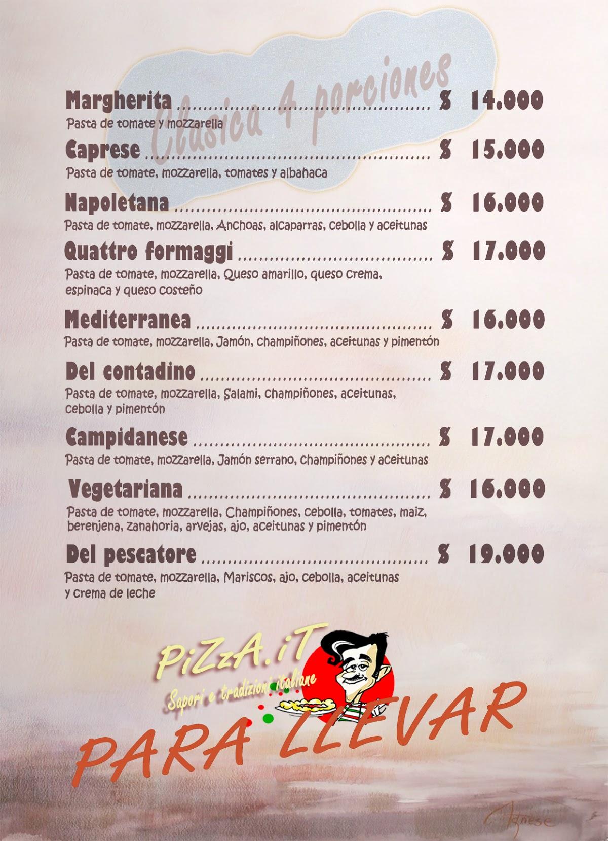 Menu at La Galeria del Arte restaurant, Santa Marta