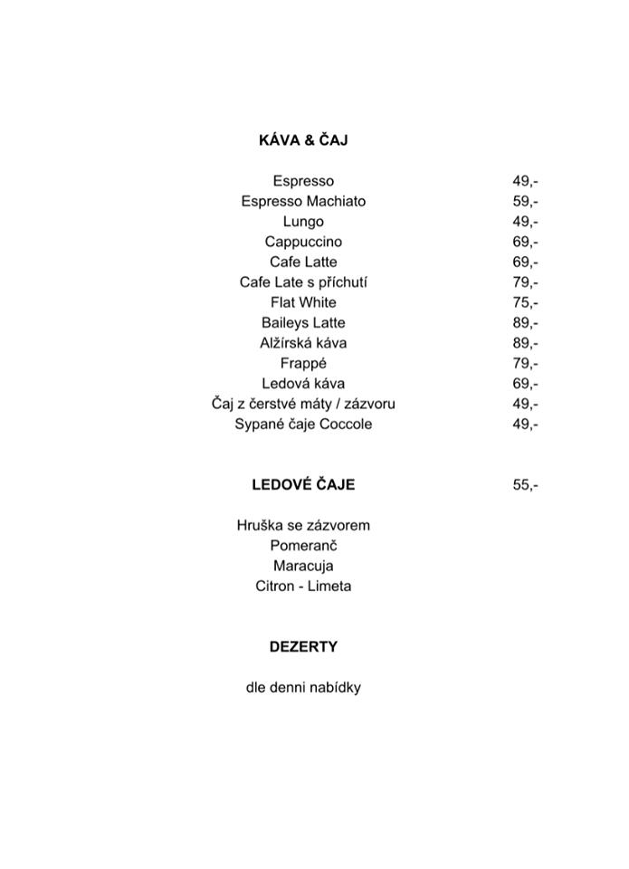 Menu At MM Cafe Prague